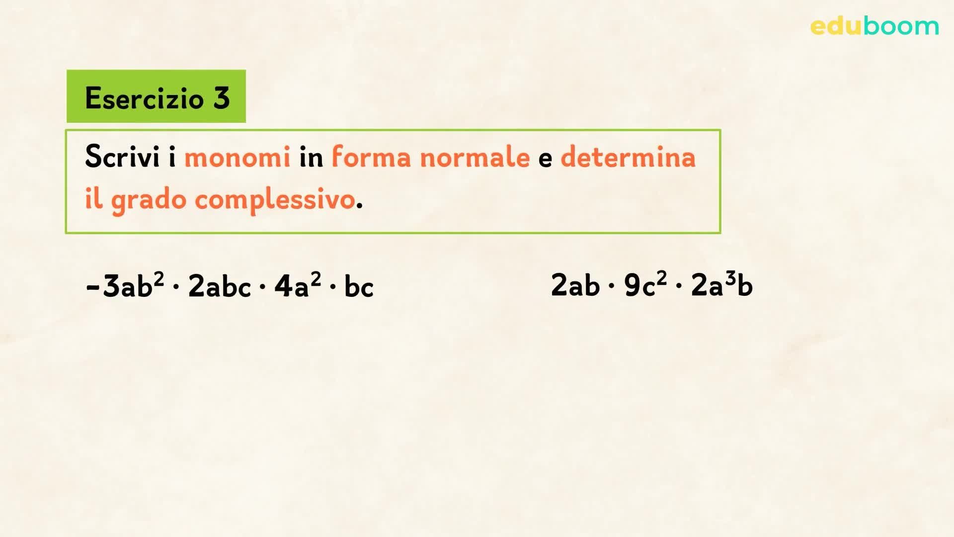 Grado di un monomio. Matematica terza media